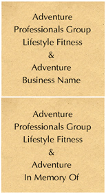 Adventure Professionals Group Engraved Brick Order Form